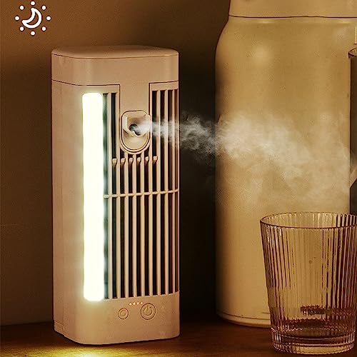 Mini Air Conditioner, Portable Automatic Remote Head Air Conditioner, 3-Speed With Automatic Head Shaking For Home Office Bedroom,Desktop Atmosphere (White)