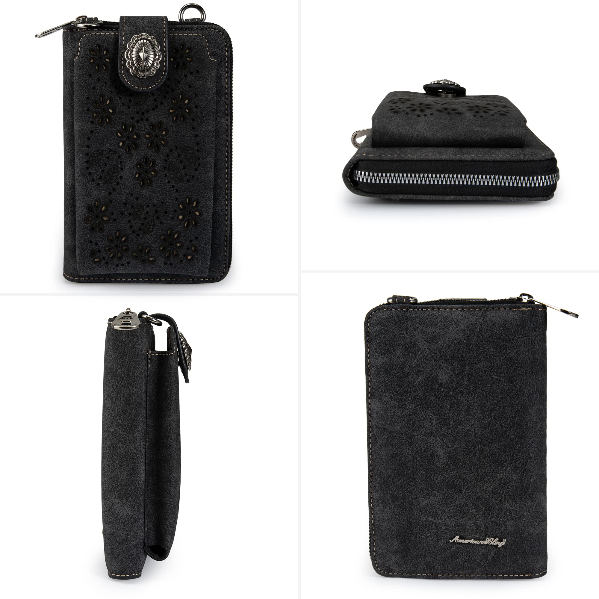 Montana West Crossbody Cell Phone Purse For Women Western Style Cellphone Wallet Bag Travel Size With Strap PHD-120BK