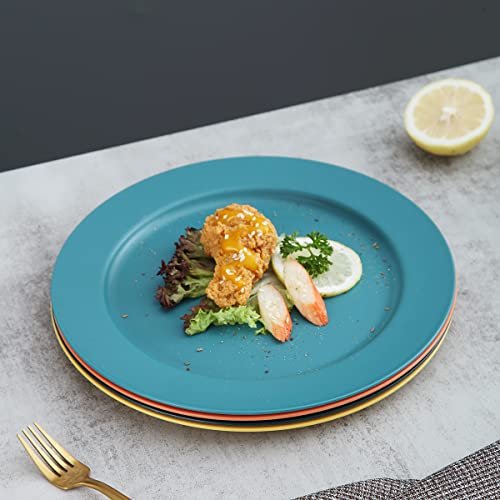 Kyraton 10 Inch Large Plastic Plates 8 Pieces, Dishwasher Safe, Unbreakable And Reusable Light Weight Dinner Plates Microwave Safe BPA Free (Mutil Color)
