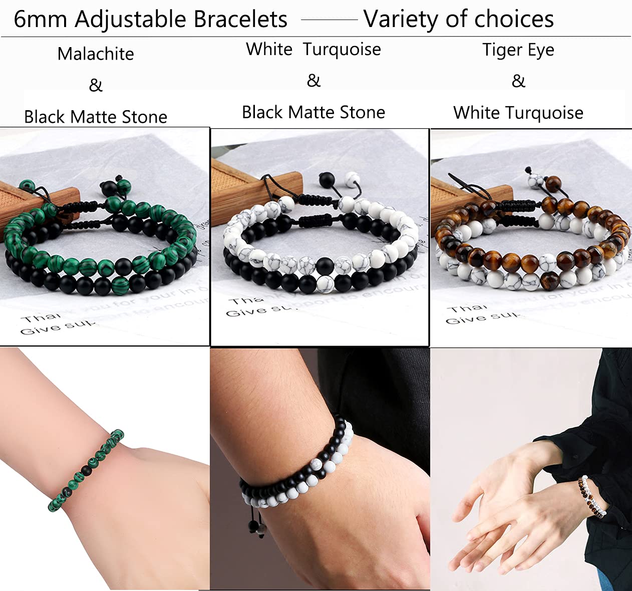 CASDAN 12Pcs 6mm Lava Rock Natural Stone Beaded Anxiety Stretch Elastic Yoga Healing Bracelet for Men Women Aromatherapy Essential Oil Diffuser Bracelet Set