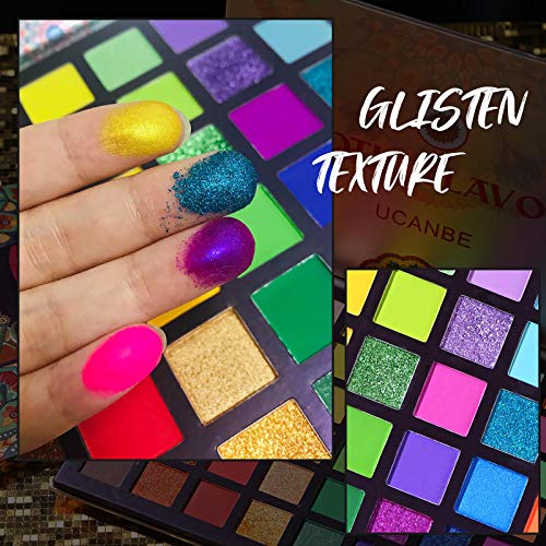 EXOTIC FLAVORS Eyeshadow Palette + 15 PCS Eye Brushes Makeup Set 48 Colors Neon Shimmer Matte Glitter Eye Shadow Powder Highly Pigmented Gift Set Make Up Pallet (EXOTIC FLAVORS Eyeshadow Palette + 15 PCS Brushes)