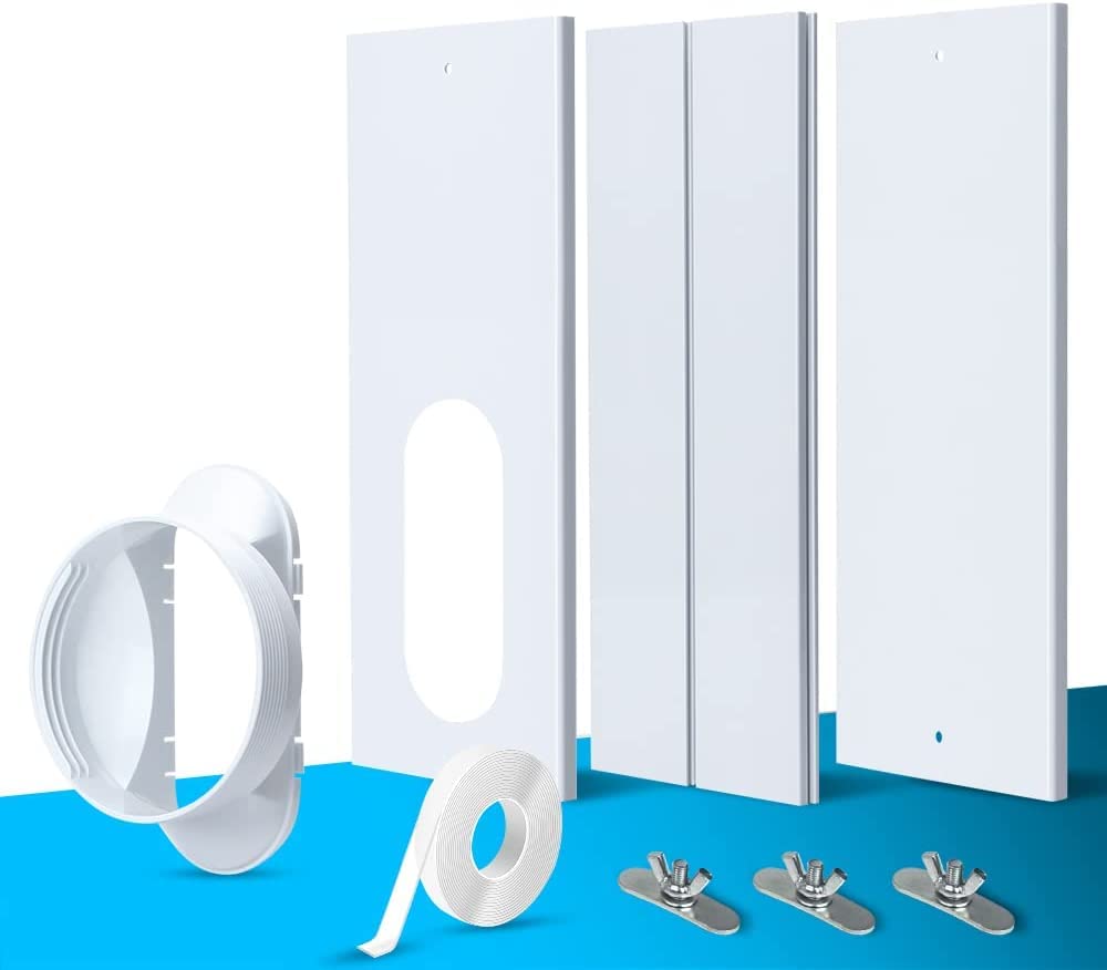 TOPOWN Portable Ac Window Kit, 5"/5.9" Hose Universal Window Slide Kit Plate for Ac Window Vent Kit Vertical/Horizontal -Max Adjustable Length 122cm/48- with 5.9"/15cm and 5"/13cm Adaptor
