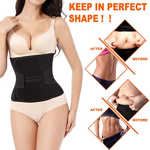Postpartum Belly Band,C Section Belly Binder Wrap,Abdominal Binder Post Surgery Girdle,Tummy Tuck Postpartum Essentials Waist Trainer Black Medium