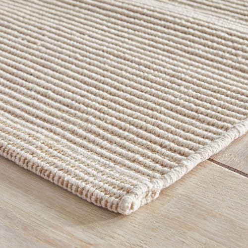 Dash and Albert Haverhill Cotton Area Rug - 8' x 10' Neutral Solid Handwoven Accent Rug - Durable, High Traffic Areas Hallway, Living Room, Stairs, Bedroom