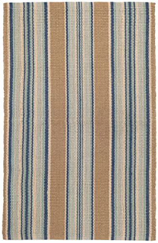 Dash and Albert Blue Heron Cotton Area Rug - 2' x 3' Blue Stripe Handwoven Accent Rug - Durable, Lightweight, High Traffic Areas Hallway, Bedroom, Stairs