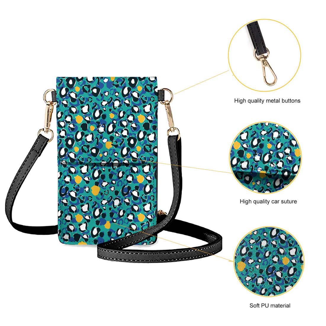WELLFLYHOM Aztec Cell Phone Purse Crossbody Bag for Women, Southwestern Style, Polyester, 11cm x 20cm, 140g
