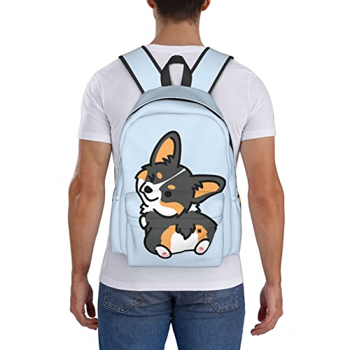 FeHuew 17 inch Backpack Cute Corgi Tricolor Dog Laptop Backpack School Bookbag Shoulder Bag Casual Daypack