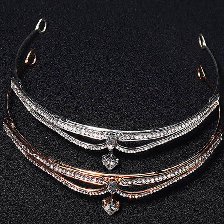 HJYHYN Rhinestone Crown Crystal Bridal Tiara Princess Crown Birthday Crown Medium Tiaras and Crowns for Women and Girls-Silver