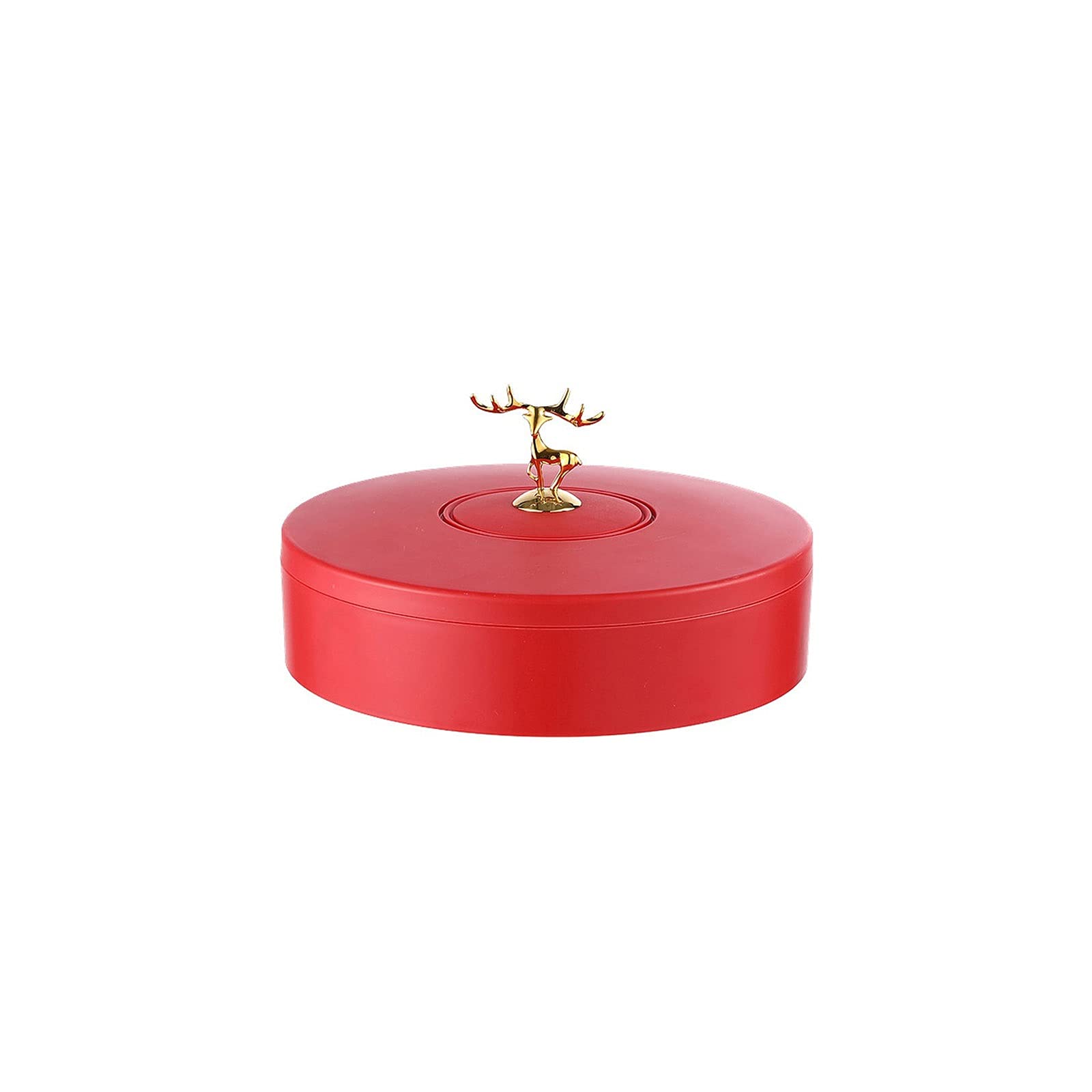 DEPILA Multifunctional Fruit Dish 4 Grid Cover Dried Fruit Snack Tray Food Storage Tray Rotatable Snack Tray Candy Pastry Nut Box Tray (Color : Red)