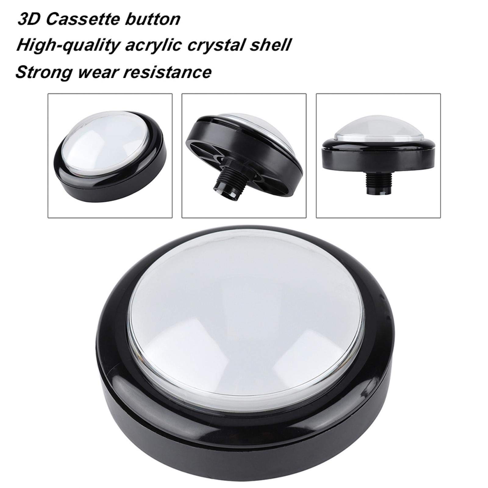 Push Buttons, 100MM LED Light Lamp Big Round Video Game Push Buttons Video Game Player Push Switch for Machine Games with Strong Wear Resistance(White)