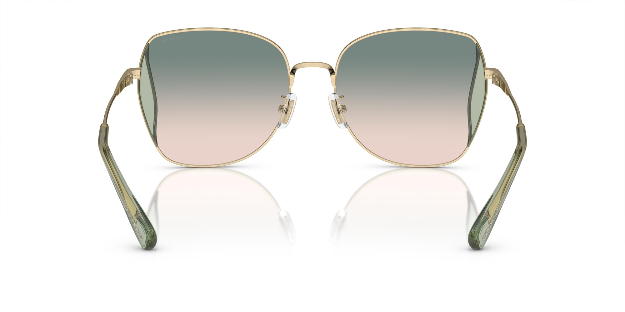 Coach HC7158D Sunglasses, Shiny Light Gold/Green Pink Gradient, 58 mm