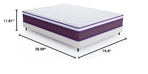 Full Mattress, 12 Inch Hybrid Full Mattress, Full Size Mattress in a Box, Plush Foam Mattress with Individually Pocketed Coils, Motion Isolation for Pressure Relief, Medium Soft