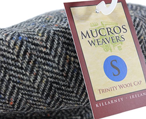 Mucros Weavers Men’s Irish Flat Cap Wool Grey Herringbone Made in Ireland Medium