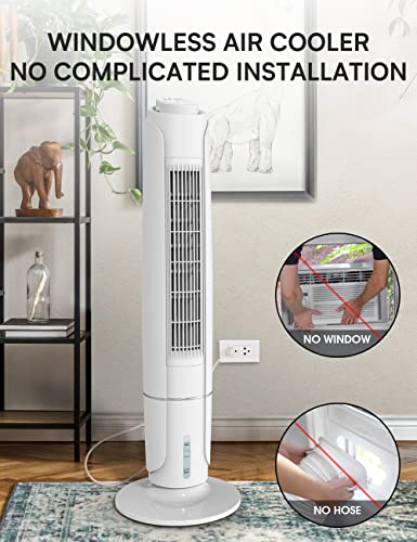 Evaporative Air Cooler Windowless - COMFYHOME 3 IN 1 Portable Evaporative Cooler, 3 Speeds, 60°Oscillation, 12H Timer & Remote, Personal Cooling Fan, Room Air Conditioner for Bedroom Home Office, 43In