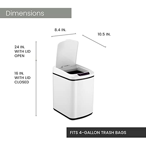 Hanover 12-Liter / 3.2-Gallon White 12 Liter / 3.2 Gallon Hands Free Garbage Bin, Fingerprint Resistant, Soft Close, Sensor Lid, 12L Trash Can 2