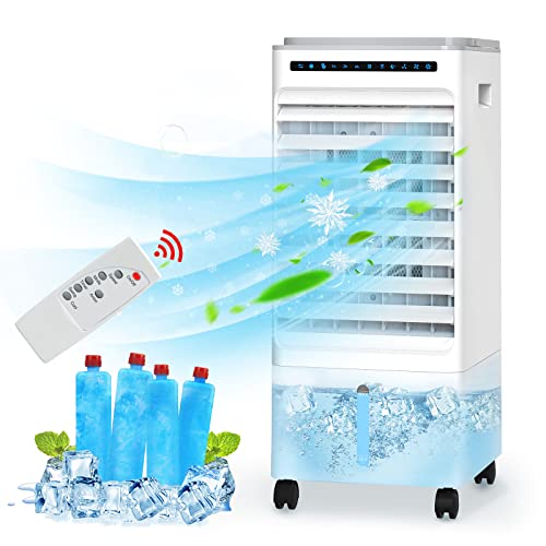 Evaporative Air Cooler,4-In-1 Portable Air Conditioners with 4 Modes 3 Speeds,5L Portable Air Conditioner with 7H Timer,Remote Control Quiet Swamp Cooler Air Conditioner Portable for Room,Home,Office