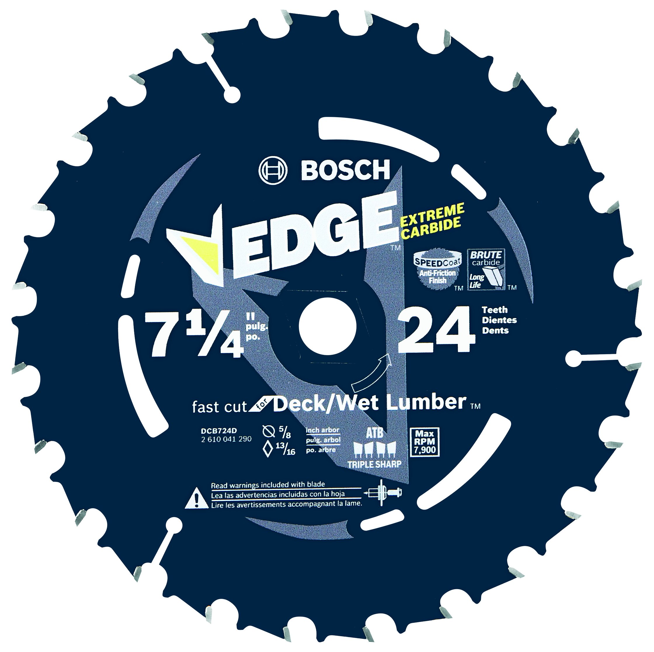 Bosch DCB724D 7-1/4 In. 24 Tooth Edge Circular Saw Blade for Wet Lumber