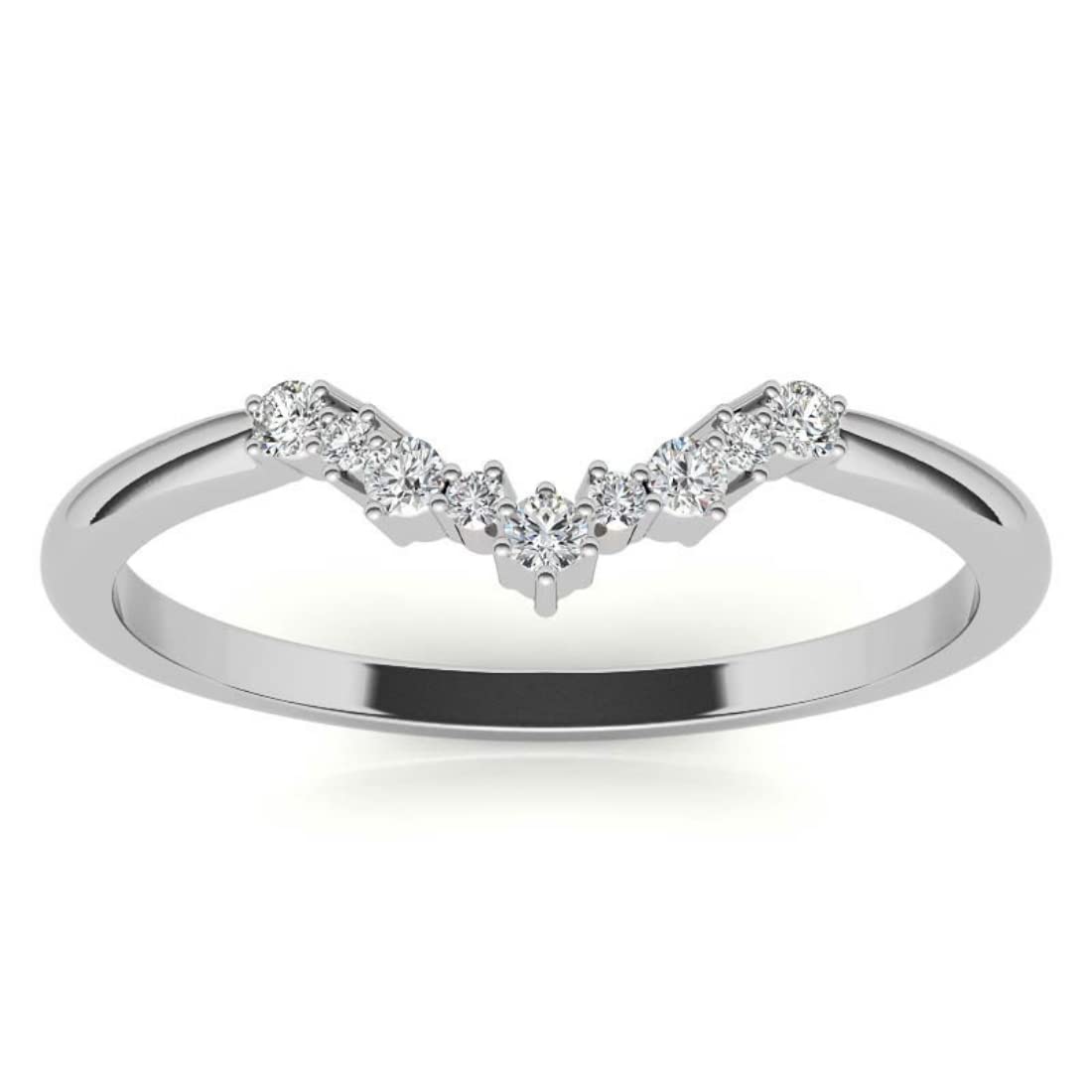Bhumi Gems Round Curved Moissanite Wedding Band, Engagement Bridal Ring, Half-Eternity Stackable Matching Dainty Comfort Fit Handmade Jewelry Anniversary Band