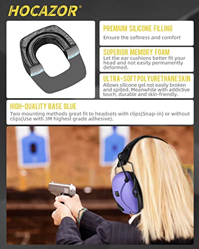 Hocazor G-1001 Replacement Gel Ear Pads Compatible with Awesafe, Howard Leight Earmuffs, Gucho Ear Protection, Zohan EM054 Hearing Protector Silicone Ear Cushions Hygiene Kit