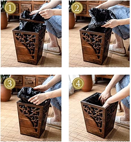 DIKNAC Trash Can Garbage Bin Wood Trash Can Wastebasket Garbage Container Bin for Bathrooms Powder Rooms Home Offices Waste Bins ( Color : B , Size : 23*30cm )