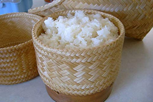 Handwoven Handmade Sticky Rice Serving Basket from Natural Bamboo Size 8x8x8 inches