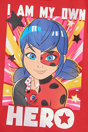 Miraculous Ladybug Big Girls Ruffled High Low T-Shirt & French Terry Pant Set 10-12 Red/Black