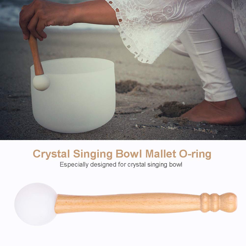 Singing Bowl Mallet, Wood Mallet Stick Rubber O Ring Singing Bowl Stick Singing Bowl Parts Percussion Instrument Parts For Crystal Singing Bowl