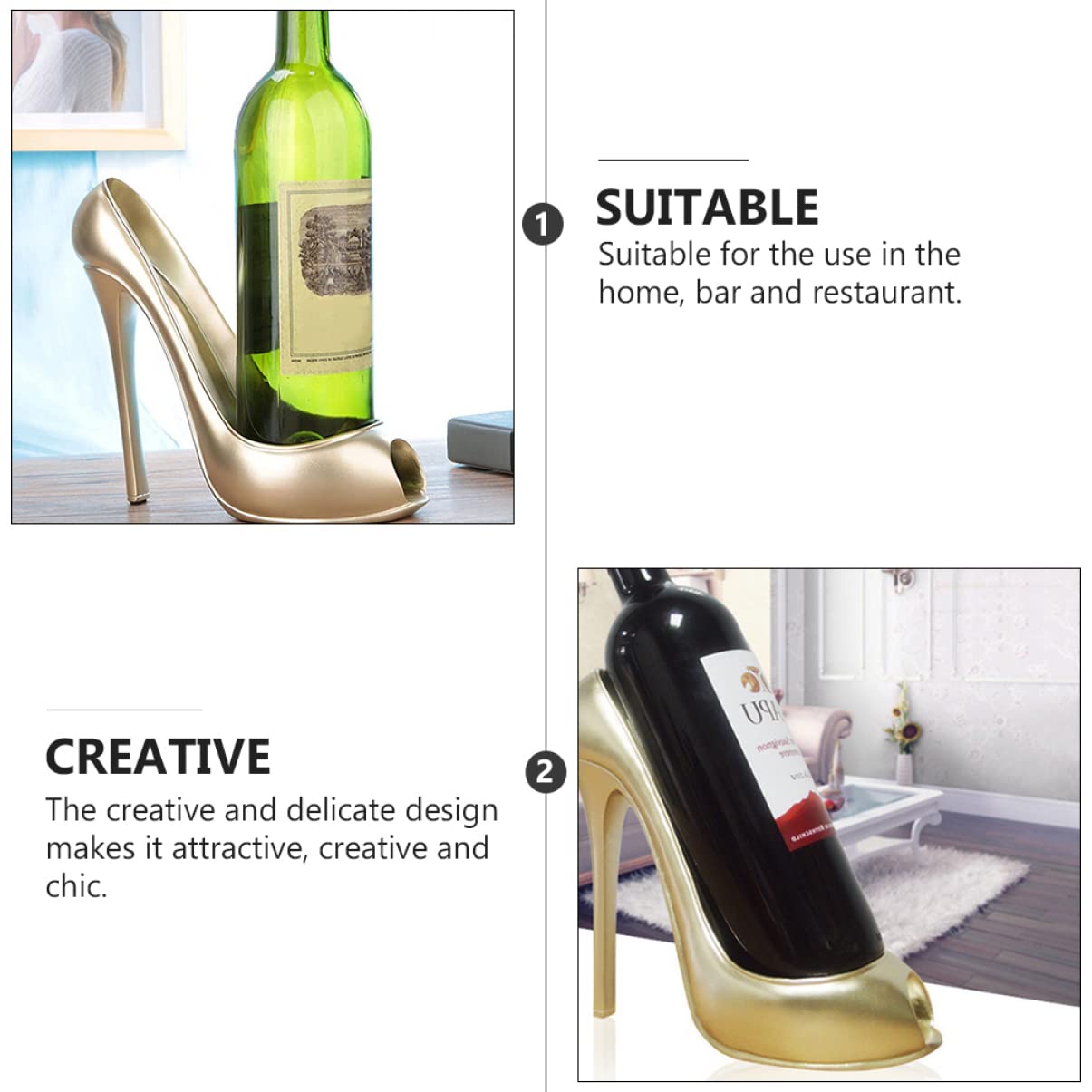 Cabilock 1pc Wine Rack Single Wine Bottle Rack Wine Display Wine Bottle Storage Shelf Decorative Bottle Single Wine Heel Holder Wine Holder Stand High Heels Individual Table Resin