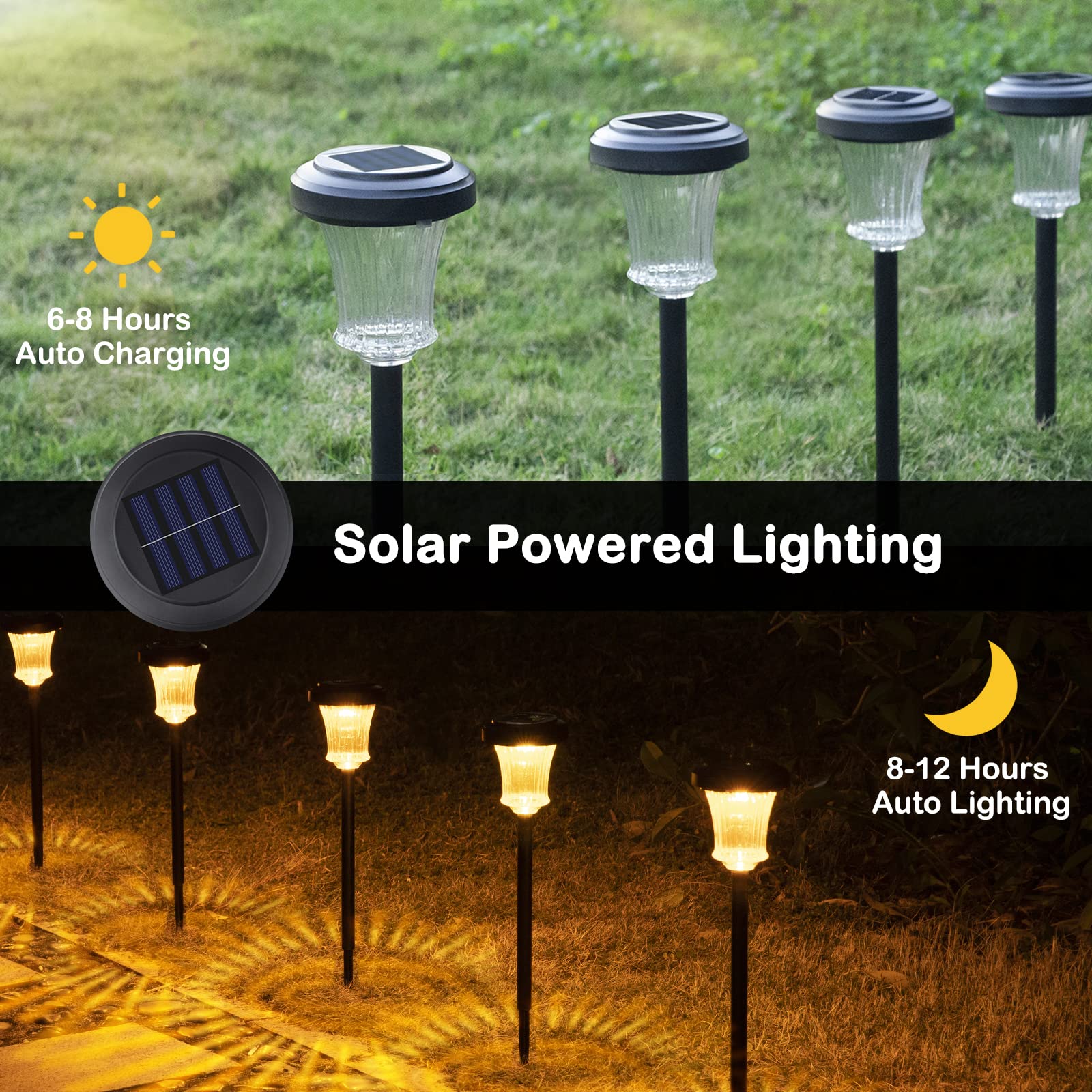 UUYEE Solar Lights Outdoor, Flickering Pattern Solar Pathway Lights, Decorative Landscape Lighting, Outdoor Solar Lights, Waterproof Garden Decor LED Lights for Yard Walkway Garden Lawn Party 4Pack