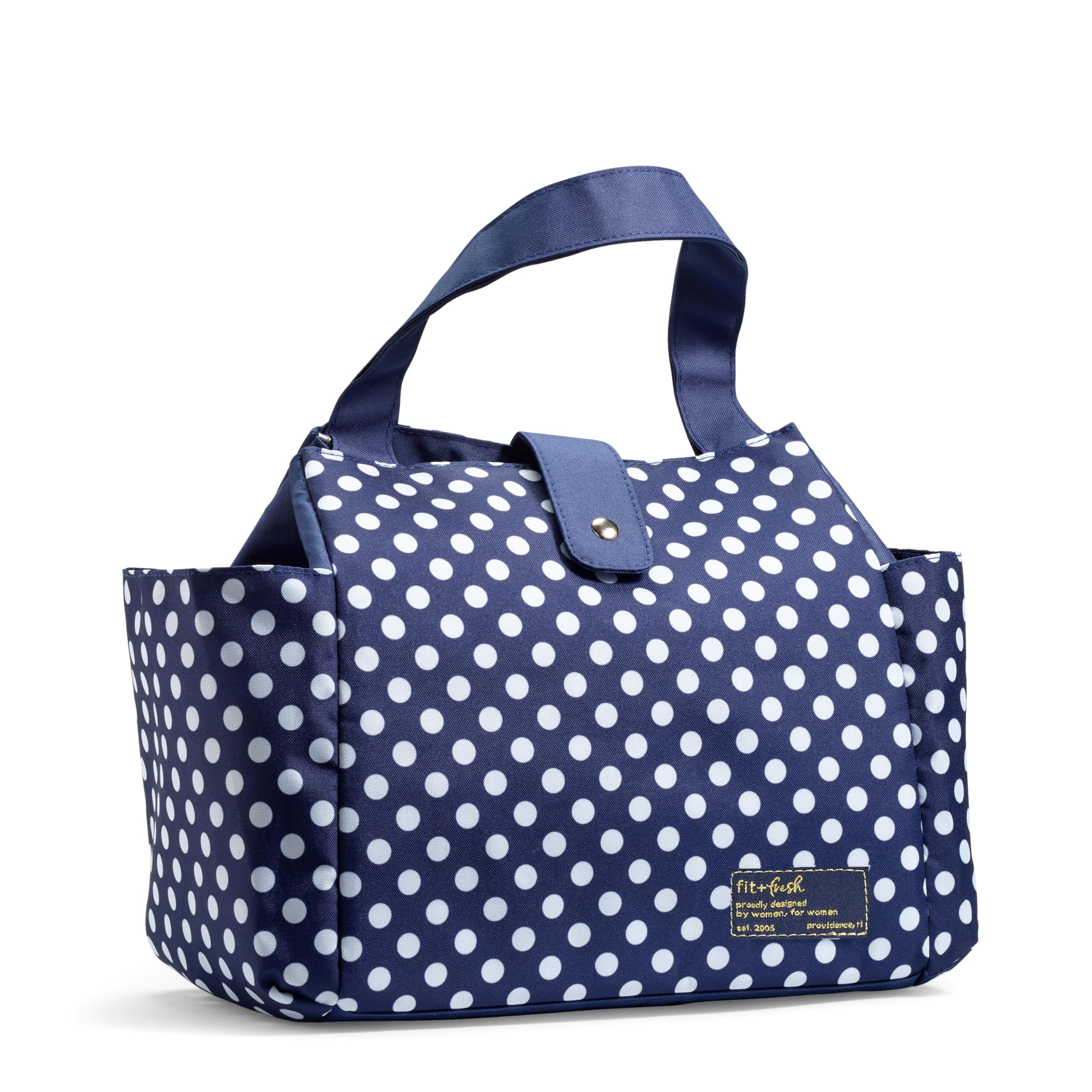 Fit & Fresh Lunch Bag For Women, Insulated Womens Lunch Bag For Work, Leakproof & Stain-Resistant Large Lunch Box For Women, Snap Closure Westport Bag Navy Dot