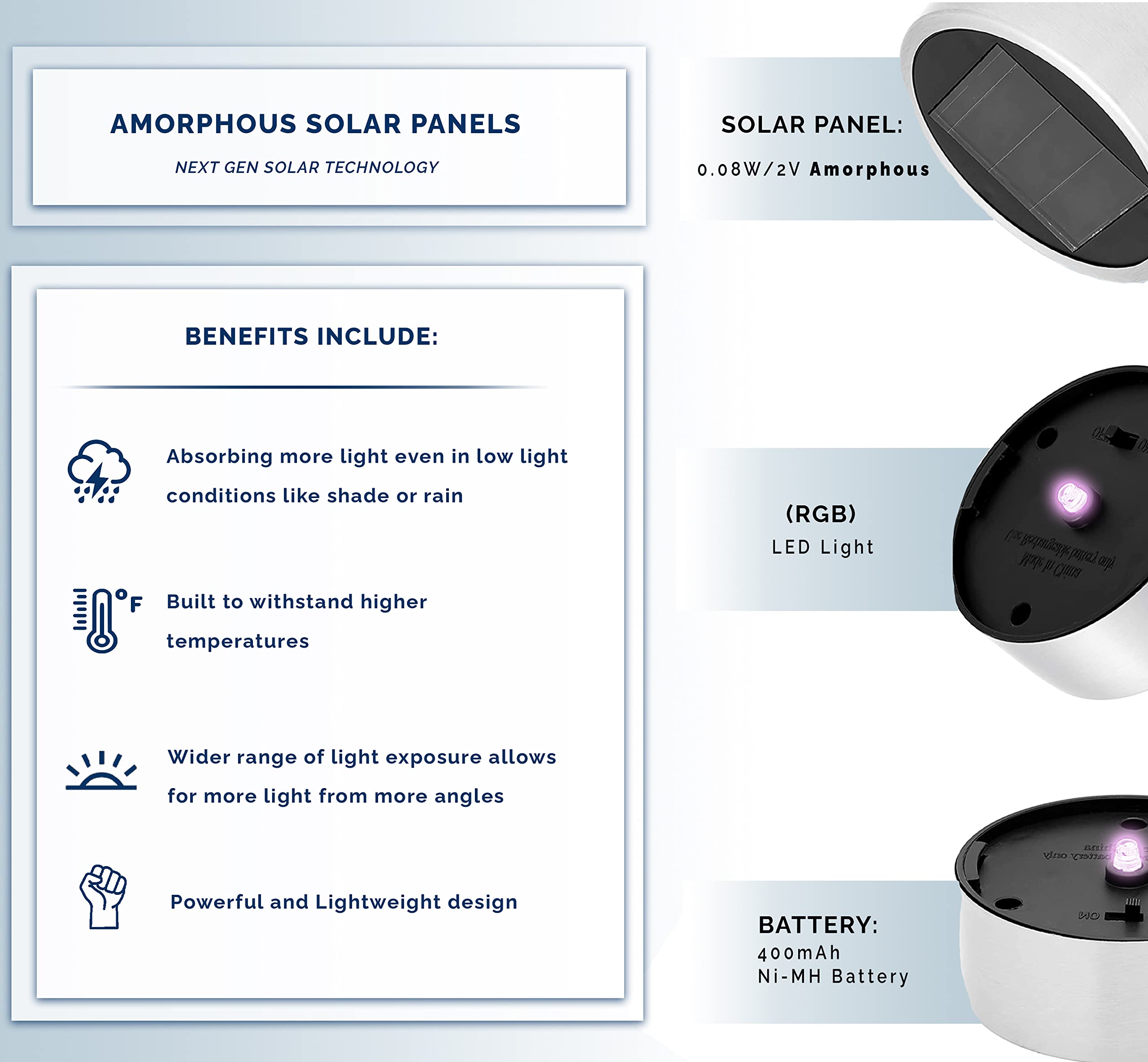 Morvat LED Auto Solar Powered Outdoor Path Lights with Watertight Lens for Garden Yard & Pathway, Bright Waterproof Landscape & Patio Lighting, Dusk to Dawn (Color Changing)