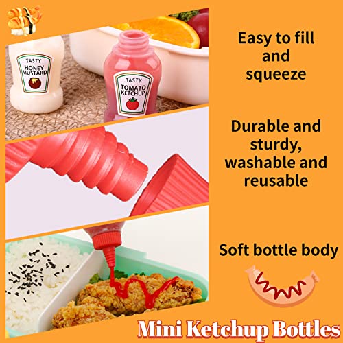 Niurewan 8 Pcs Mini Ketchup Bottles,25ml Condiment Squeeze Bottle,Plastic Portable Containers Bottle for Adults,Office,Lunchbox,Picnic,Oil,Soy Sauce,Honey,Salad Dressing