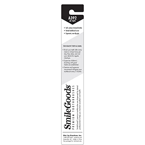 SmileGoods A392 Toothbrush, 39 Tuft, Soft Bristle, Individually Packaged Toothbrushes, Assorted Colors, Bulk Pack of 72