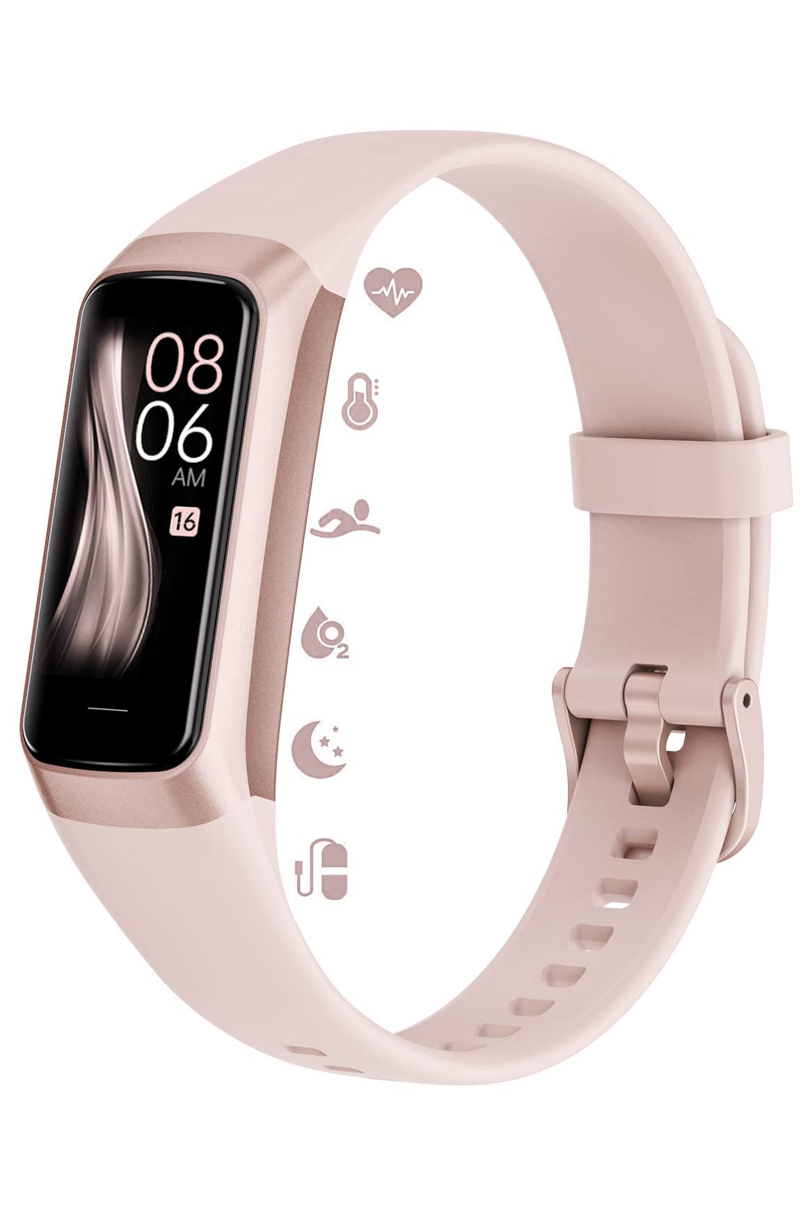 Fitness Tracker 1.10" AMOLED Color Display Smart Watches IP67 Waterproof Step Counter Watch with Heart Rate/BP/SPO2/Sleep Monitor Fitness Watch for Sports Calories Activity Tracker for Android iOS