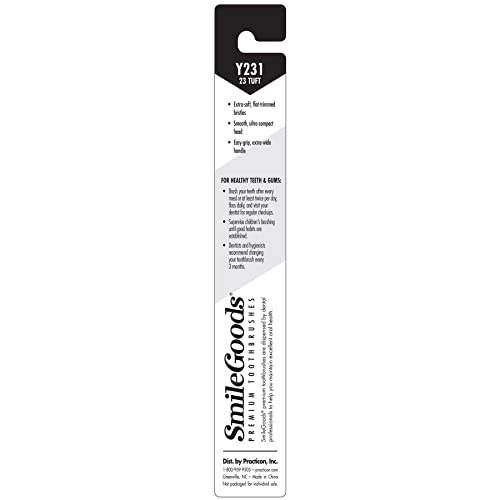 SmileGoods Y231 Child Toothbrush, 23 Tuft, Soft Bristle, with Extra Wide Handle, 72 Individually Packaged Premium Toothbrushes, Assorted Colors Bulk Pack