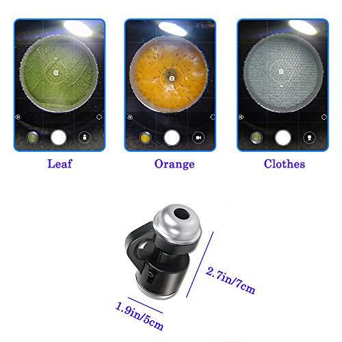 Jiusion 30X Zoom Bright LED Stereo Microscope Magnifier Clip-On Cell Phone Mobile Phone Camera Lens Compatible with Apple iPhone Samsung iPad