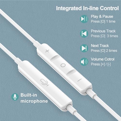 DUKABEL USB In-ear Headphones, USB PC Earbuds with Noise Cancellation for PC/PS4/PS5, White Gaming Earphone Headset with Microphone for Live Conference, Video Calls, Broadcasting, On-line Work
