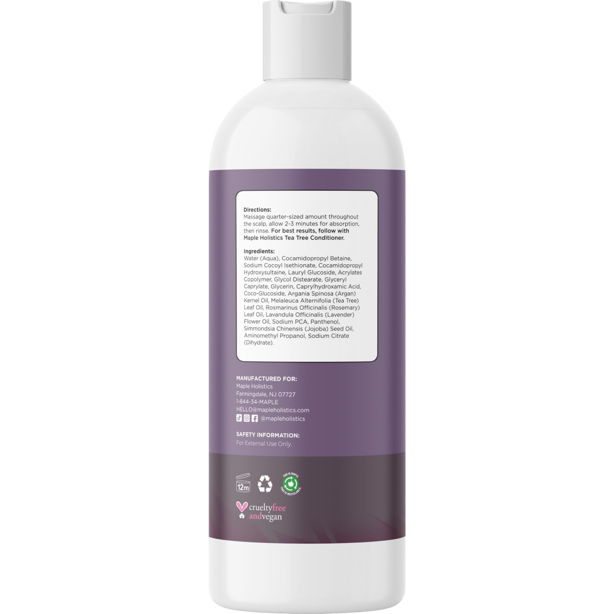 Tea Tree Shampoo for Oily Hair - Paraben and Sulfate Free Clarifying Shampoo for Build Up and Dry Scalp with Tea Tree Oil for Hair - Purifying Aromatherapy Tea Tree Oil Shampoo for Greasy Hair