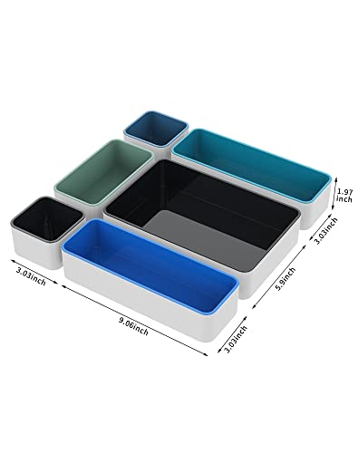 Interlocking Desk Drawer Organizer Tray Drawer Organizers Dividers Storage Case Adjustable Storage Container Organizers For Office Kitchen Cabinet Dresser - Multi-purpose and Customize (LIGHT 6 PCS)