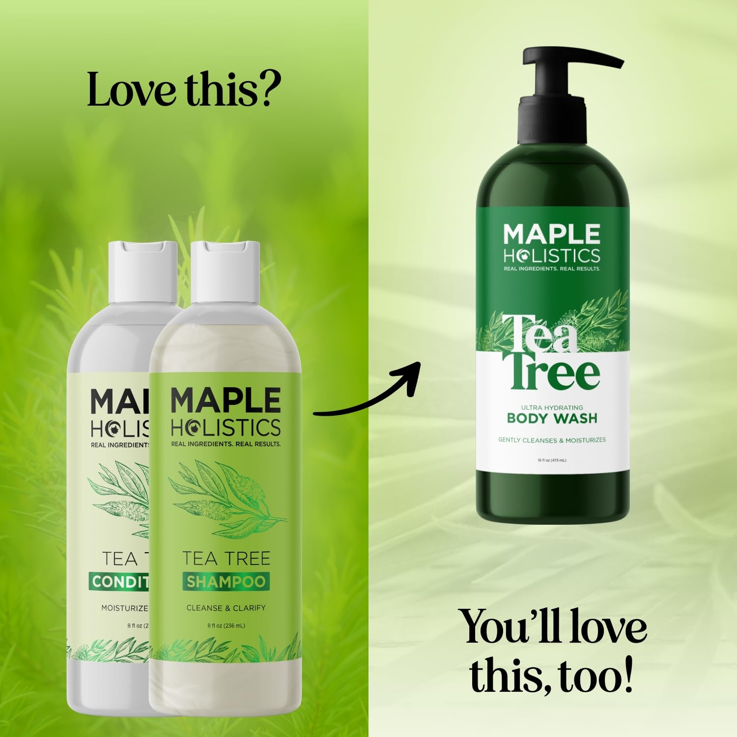 Tea Tree Shampoo and Conditioner Set - Sulfate Free Clarifying Shampoo and Conditioner for Oily Hair & Scalp Care with Australian Tea Tree Oil - Complete Dry Scalp Treatment for Build Up (8 Fl Oz)