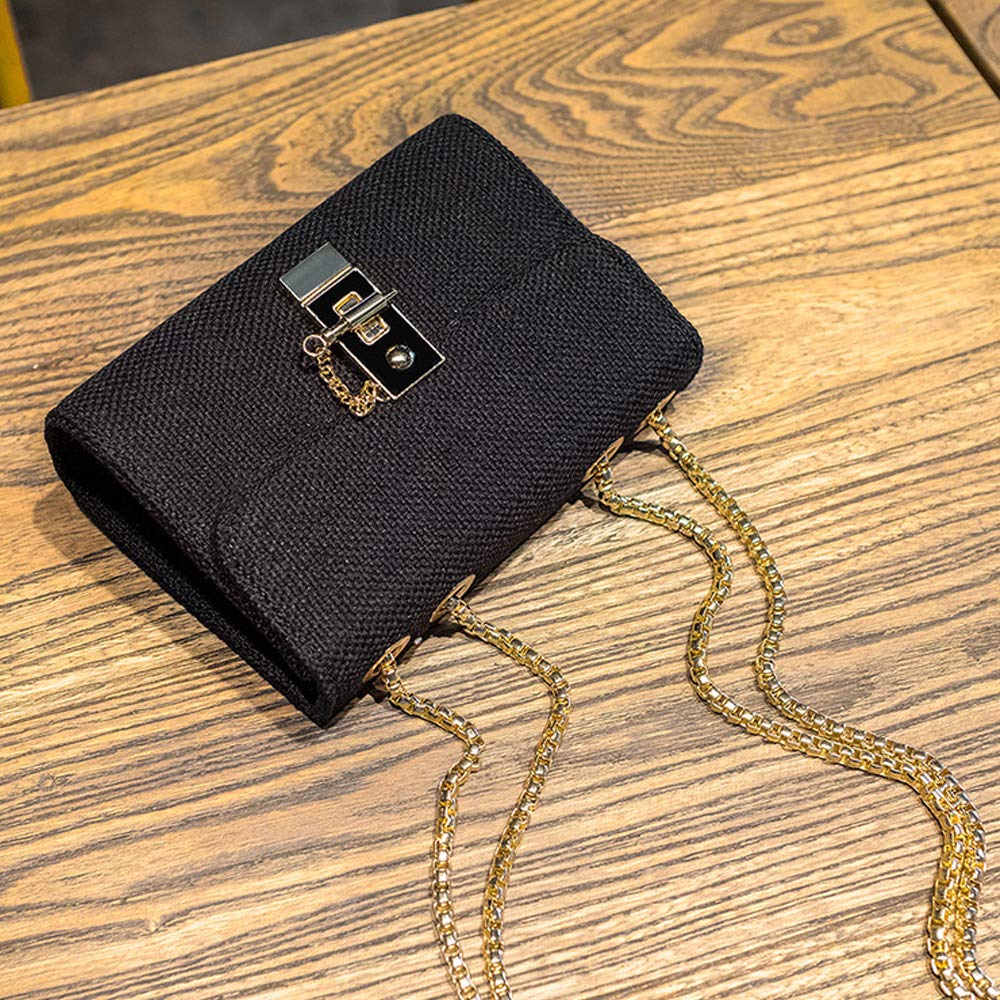Small Crossbody Bag for Women, Cute Leather Clutch Purses for Girls, Mini Shoulder Bag with Chain Strap (black1)