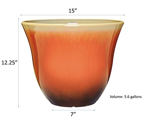 Classic Home and Garden Honeysuckle Resin Flower Pot Planter, Tequila Sunrise, 15"