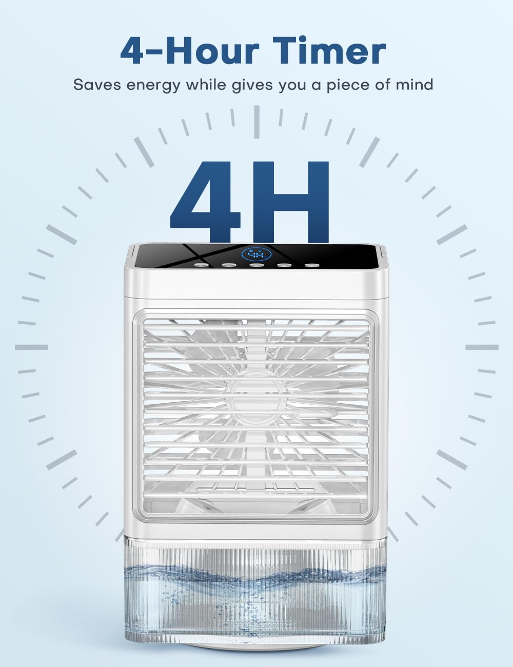 COOLECH Personal Air Conditioner w/Remote & LED Screen, 90° Oscillation, 4H Timer, 7 LED Night Light, 2 Cool Mist, 3 Speeds Evaporative Air Cooler, Portable Air Conditioners for Bedroom Desk Camping