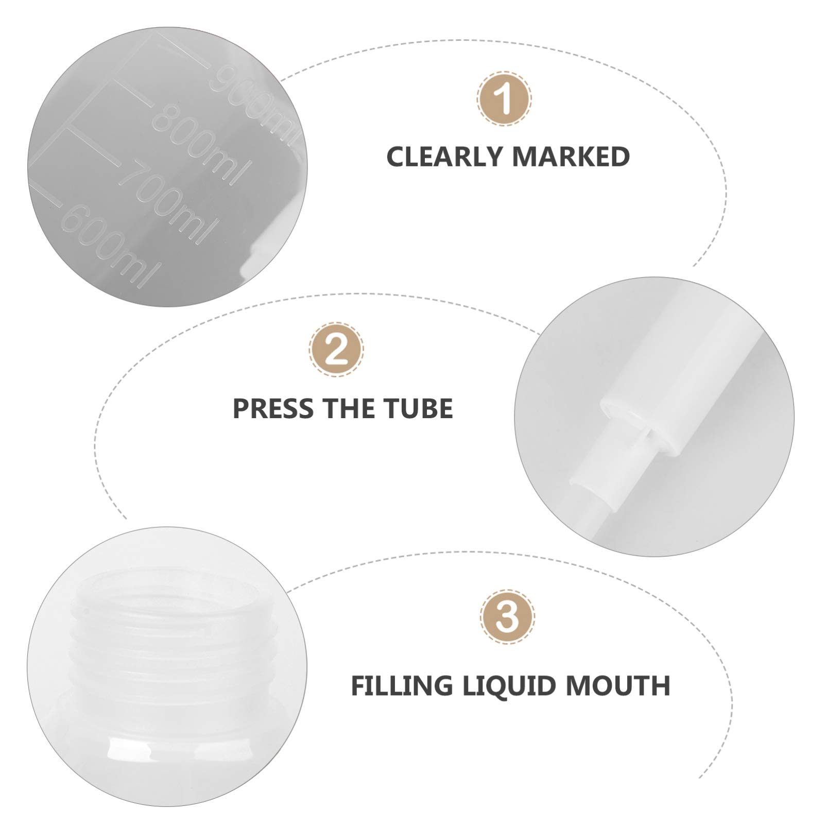 Cabilock 3PCS Plastic Squeeze Condiment Bottles Mason Jar Syrup Honey Dispenser Pump Bottle for Juice Ketchup Cookie Sauces 1100ML (White)