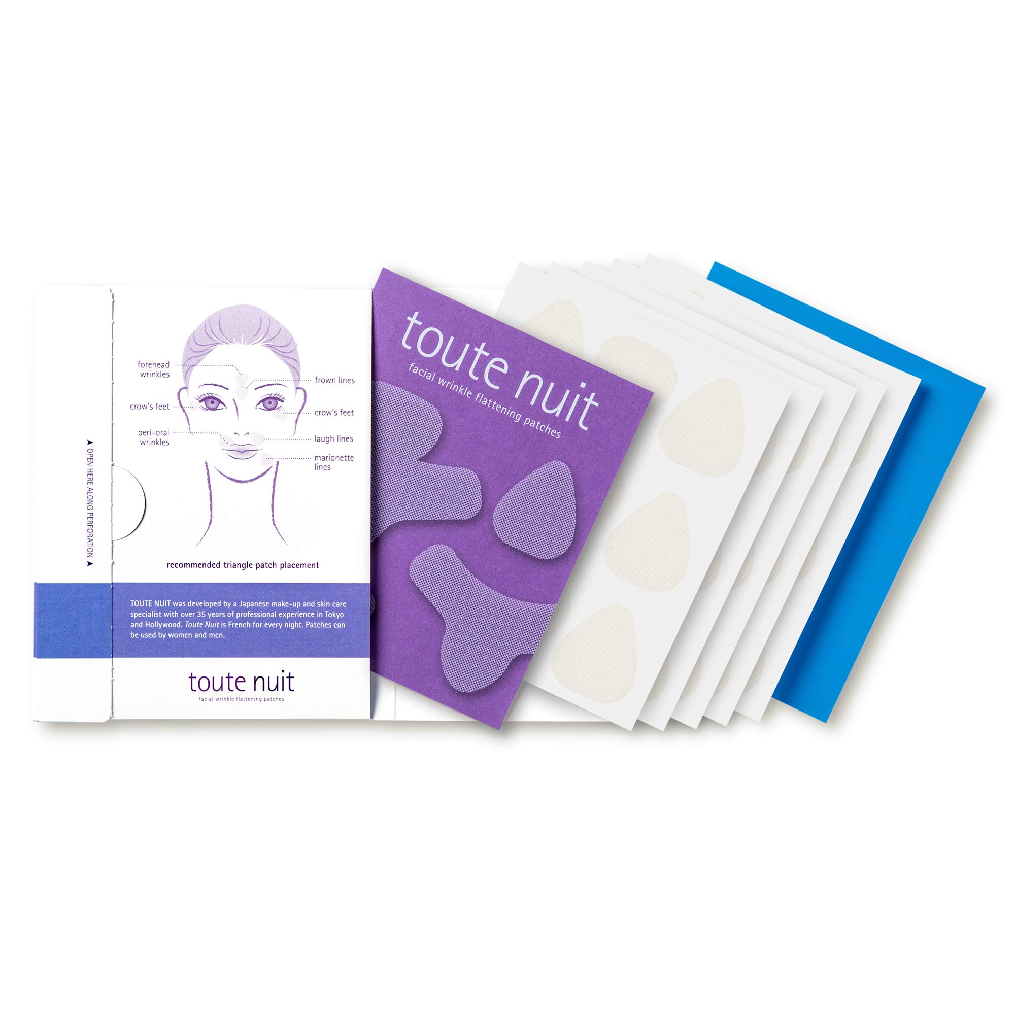 Toute Nuit Facial Wrinkle Patches, Face Tape, Triangle, Frown Lines, Around Eyes and Mouth, 45 Patches