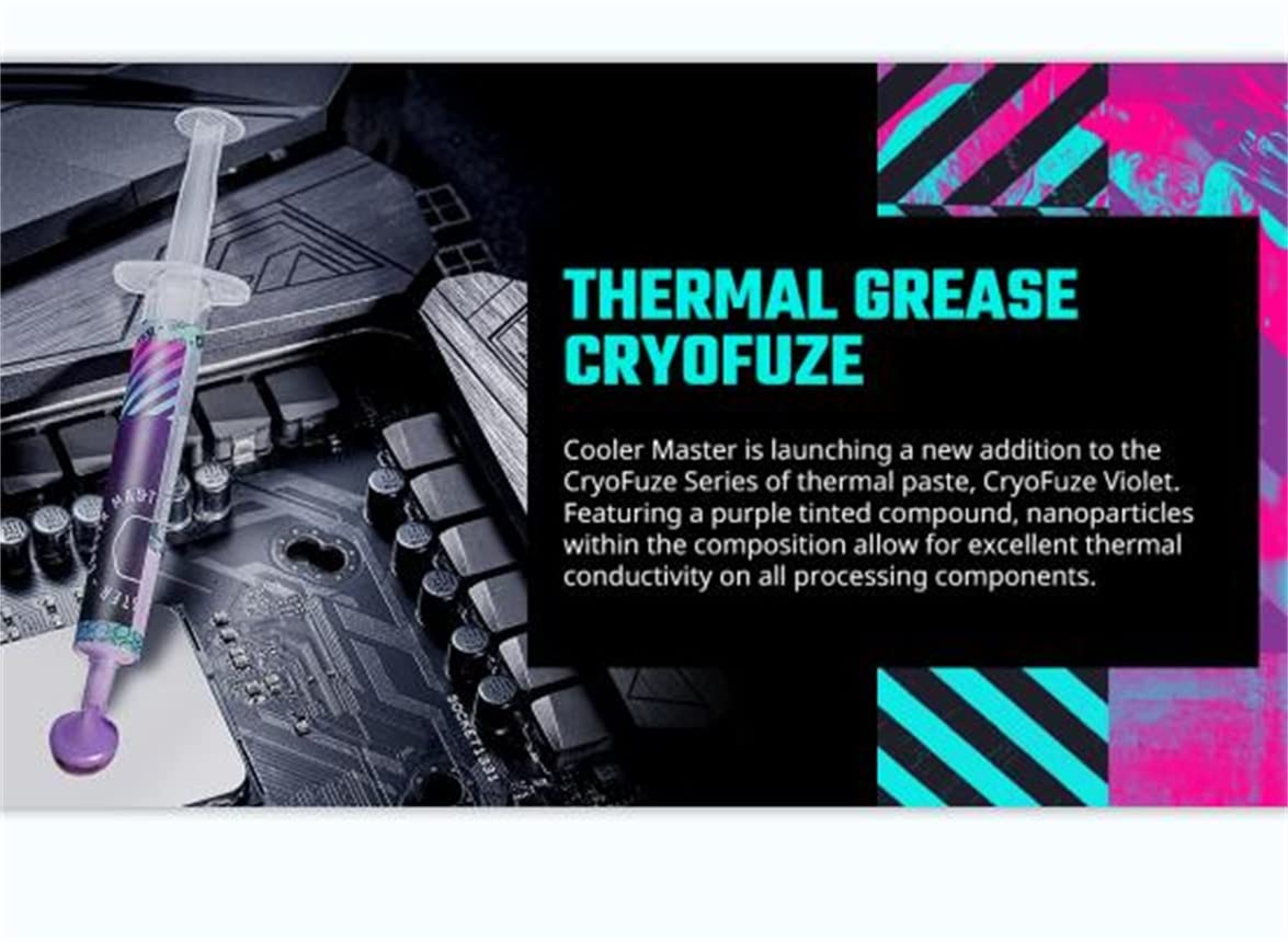 COOLERMASTER CryoFuze Violet Ultra-High Performance Thermal Paste, Nanoparticles, High CPU/GPU Conductivity W/m.k= 12.6m, Non Corrosive Formula,for CPU and GPU Coolers(2g)