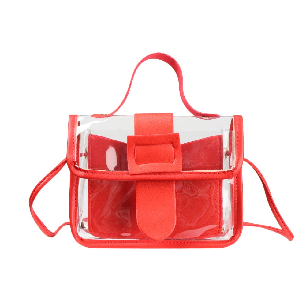 Cofordos Shoulder Bag Women Crossbody Handbag Small Jelly Candy Color PVC Transparent Clutches(red)