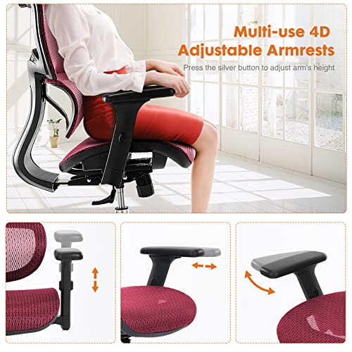 Ergonomic Office Chair,Large High Back Office Chairs Ergo3D Rolling Desk Chair with 4D Adjustable Armrest,3D Lumbar Support,Adjustable Headrest,Breathable Mesh Computer Gaming Executive Swivel Chairs