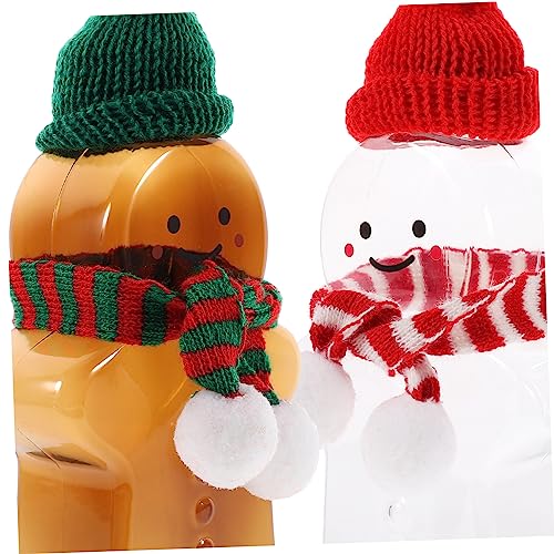 NOLITOY 2 Sets Christmas Drink Bottle Plastic Cookie Jar Candy Jars with Lids Clear Container with Lid Christmas Favors Container Creative Empty Bottles Kit Christmas Cookie Jars Gift