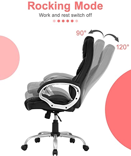 Ergonomic Office Chair Computer Chair Computer Chair with Armrests Lumbar Support PU Leather,Black